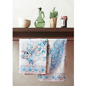 Maison d' Hermine Kitchen Towel 100% Combed Cotton Premium Set of 3 Kitchentowels Easter Tea Towels (20"x27.50") for Table Cleaning, Dining, Buffet Parties & Wedding Use - Peacock Utopia