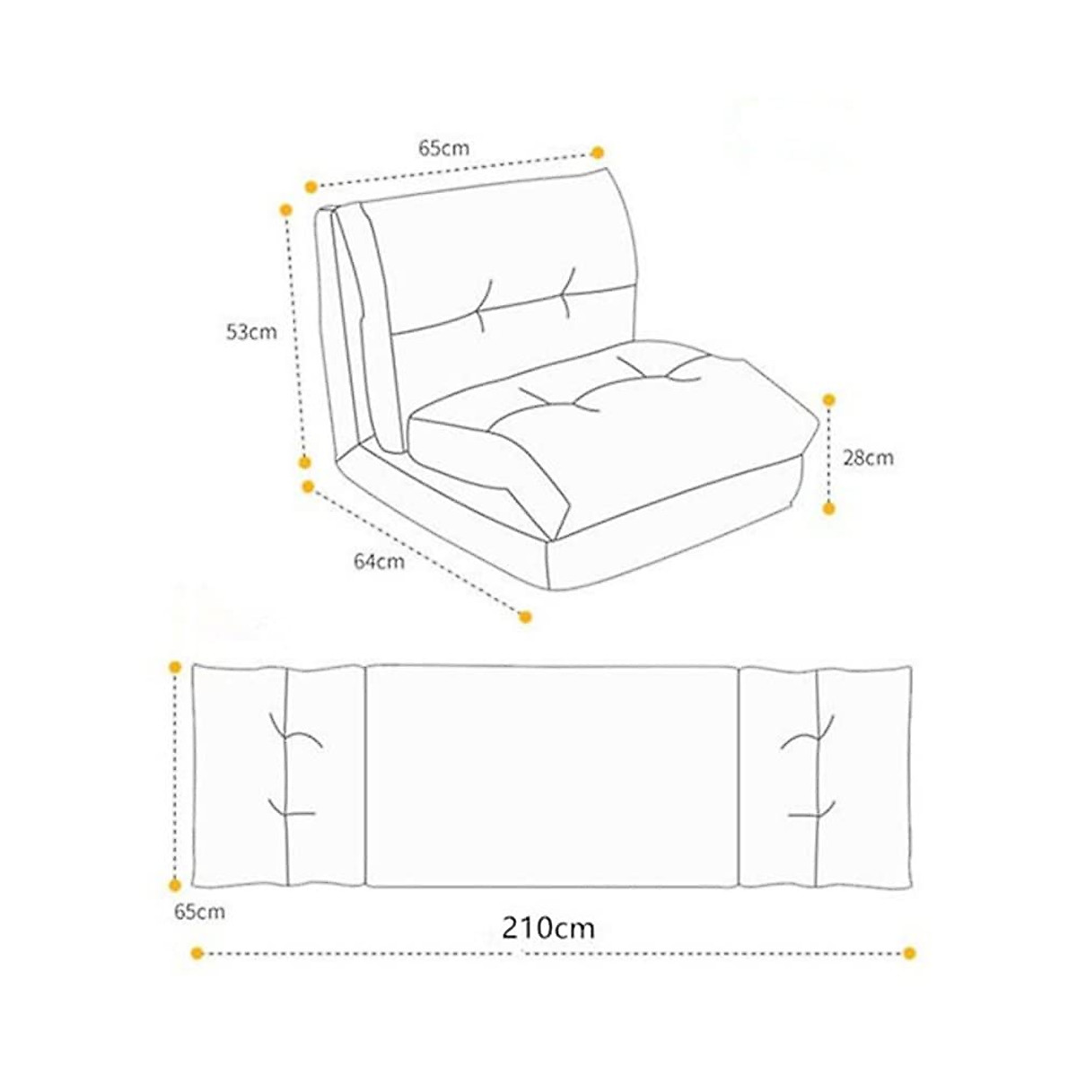 DOUBA Adjustable Floor Couch and Sofa for Living Room and Bedroom Foldable with Reclining Position Love Seat Couch