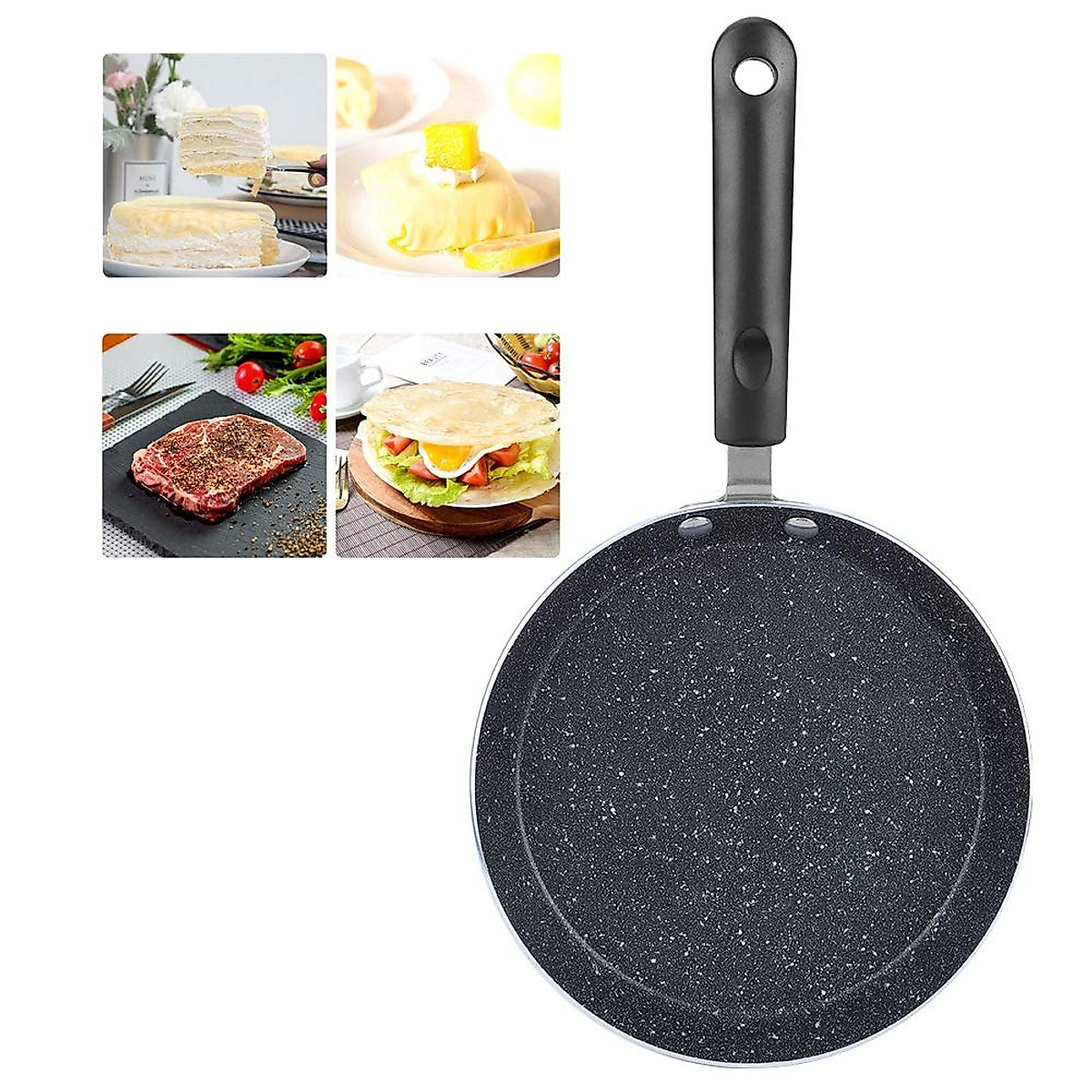 Beufee Frying Pans, Non Stick Mini Induction Pan for Crepes and Pancakes Crepe Pan Fry Pan Egg Pan Omelet Pans for Home Restaurant Kitchen(M)