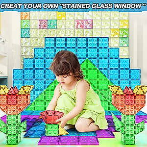 Loovio Magnetic Tiles Toddler Toys for 3 Year Old Boys & Girls, Magnetic Blocks Gifts Toys for Toddler Kids Ages 3-5, Preschool Learning Montessori STEM Magnet Toys - Starter Set