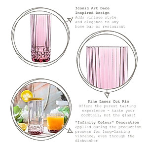 Bormioli Rocco America '20s 16.25 oz. Cooler Glasses, Lilac Rose, Set of 6