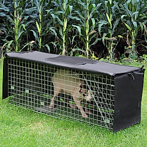 Live Animal Trap Cage Cover, Trap Cage Cover with Breathable Window Cat Trap Cover for 1-2 Door Cage 32 x 10 x 12inch for Raccoon, Squirrel, Skunk,【Only Cover 】(Black)