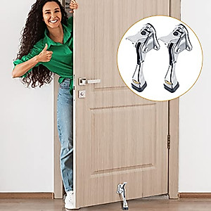 6 Pack Heavy Duty Door Stop 4 Inch Kickdown Metal Door Stopper Door Stoppers Wall Protector with Rubber Tip Easy to Install Adjustable Door Holder for Bottom of Door, Door Stops Replacements