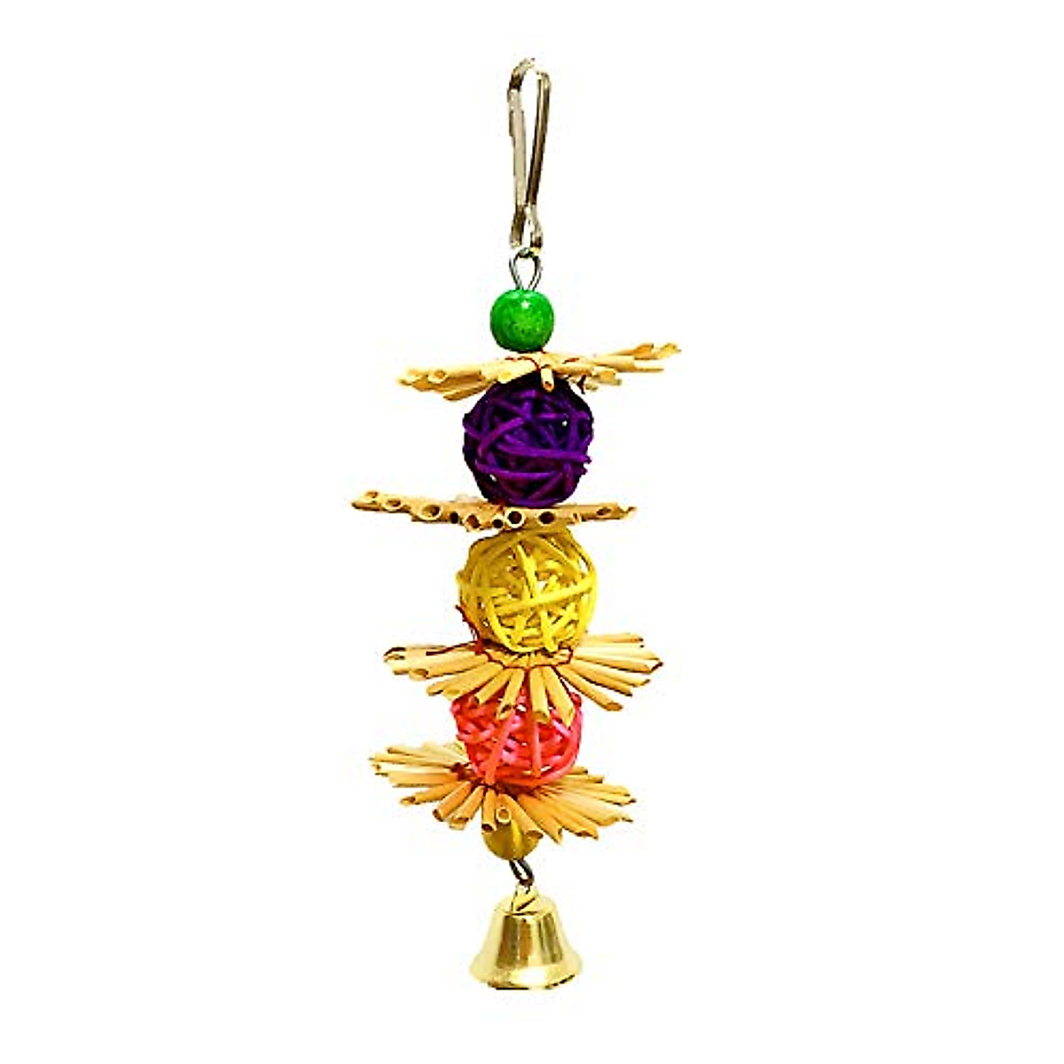 N/ hfjeigbeujfg Bird Toy,Parrot Cage Chewing Toys Pet Bird Parrot Rattan Ball Bell Swing Hanging Climbing Cage Decor Bite Chew Toy - Multicolor