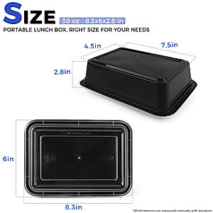 AUEAR, Meal Prep Containers 50 Pack 38 Oz - One Compartment Bento Box with Lids - BPA Free - Freezer/Microwave/Dishwasher Safe