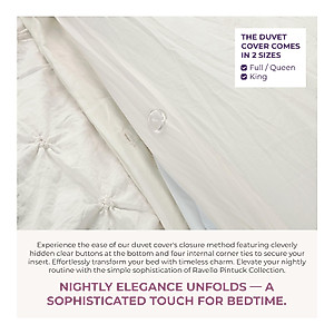 Lush Decor Ravello Pintuck Duvet Cover Set - Luxe 3 Piece Textured Oversized Bedding Set - Traditional Glam & Farmhouse Inspired Bedroom Decor - Full/ Queen, Ivory