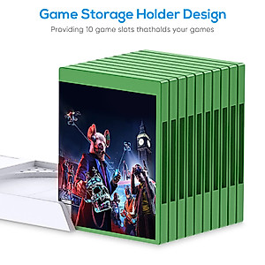 Vertical Cooling Stand for Xbox Series X, Dual Controller Charging Dock Station for Xbox Series X Cooling Fan with 2 Pack 1400mAh Rechargeable Batteries, 10 Games Storage and Headset Stand, White