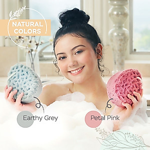 Spongentle Deep Cleansing Foam Body Loofah Sponge, Natural Colors, for Bath and Shower, Multiple Textures for Gentle and Deep Exfoliation, Generous and Rich Lather, (Pack of 2)