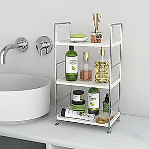JANUS LiANG 3-Tier Bathroom Organizer Countertop - Makeup Organizer Cosmetic Holder Corner Storage Shelf Kitchen Spice Rack Standing Counter Shelf for Vanity, Bathroom, Bedroom, Kitchen (Chrome)