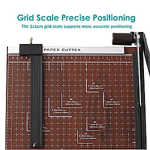 CROFULL 15" Cut Length Professional Guillotine Paper Cutter, 12 Sheet Capacity A4 Paper Trimmer with Blade Latch Hook (Red)