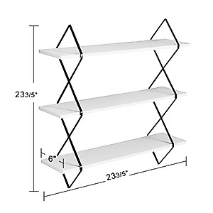 JOLLYMER 3 Tier White Wall Shelf, Bathroom Shelves Wall Mounted, 23.5 Inch Hanging Shelf Storage Display Shelves for Living Room Bedroom Kitchen Office