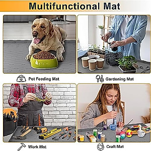 Under Sink Mat for Kitchen Waterproof, 34" × 22" Silicone Bathroom Sink Mat, under sink Liner drip tray and protectors for bottom of kitchen sink, Fits 36'' Stand Cabinets (Gray)