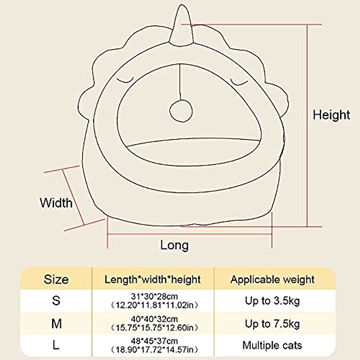 ZLXDP Removable Dragon Shaped WashableCat Beds Indoor Detachable Semi-Closed Pet House Kennel Nest for Cats (Size : Medium)