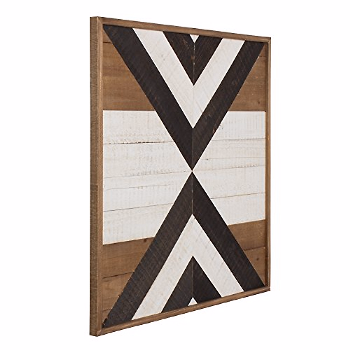 Kate and Laurel Baralt Shiplap Wood Plank Art, Black, White and Rustic Brown