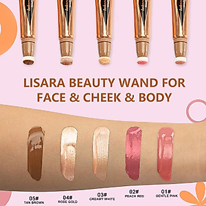 Lisara Contour Beauty Wand, Liquid Contour Stick Liquid Face Concealer Contouring with Cushion Applicator, Bronzer Stick Natural Matte Finish, Lightweight & Super Silky Cream Contour Stick(#05)