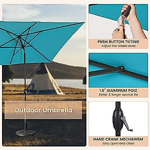 MONDAWE Outdoor Patio Umbrella 10 x 6.5 FT Rectangular Market Umbrella with Tilt and Crank Aluminum Commercial Table Umbrella for Pool Backyard Balcony