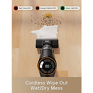 Dreametech H12 PRO Wet Dry Vacuum Cleaner, Smart Floor Cleaner Cordless Vacuum and Mop for Hard Floors, One-Step Edge to Edge Cleaning with Hot Air Drying Black