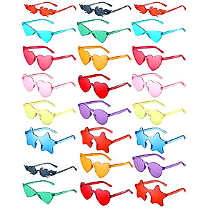 Kanayu Mixed Style Rimless Sunglasses Retro Party Favors Eyewear for Bachelor Party Photoshoot Costume Accessories(Multicolor,24 Pcs)