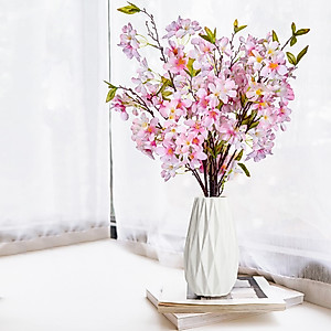 Grand Verde Artificial Apple Blossom Silk Flowers Tree Branches 33” Long Stems Faux Bouquet for Tall Vase Indoor Home Decor DIY Wedding Centerpiece Decoration, Bulk 3pcs (Pink)