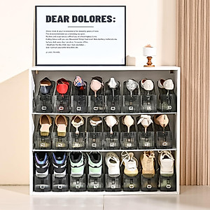 beehomay Shoe Slots Organizer,Adjustable Shoe Rack with Three Levels,Shoe stackers for a Pair of Shoes (Grey Clear, 20 Pack)