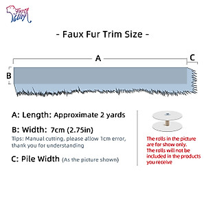 Furryvalley Faux Fur Trim Raccon Fox Fur Ribbon Craft Furry Stripe for Slippers Slides Fringe 2 Yards (White Brown Tip)