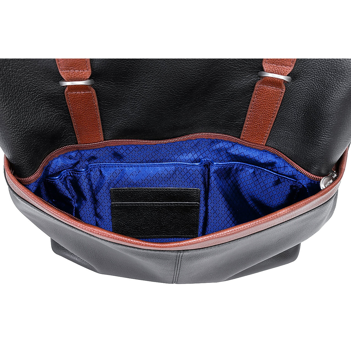 McKleinUSA Element Pebble Grain Calfskin Leather 17" Leather Two-Tone Flap-Over Laptop & Tablet Backpack Black (18472)