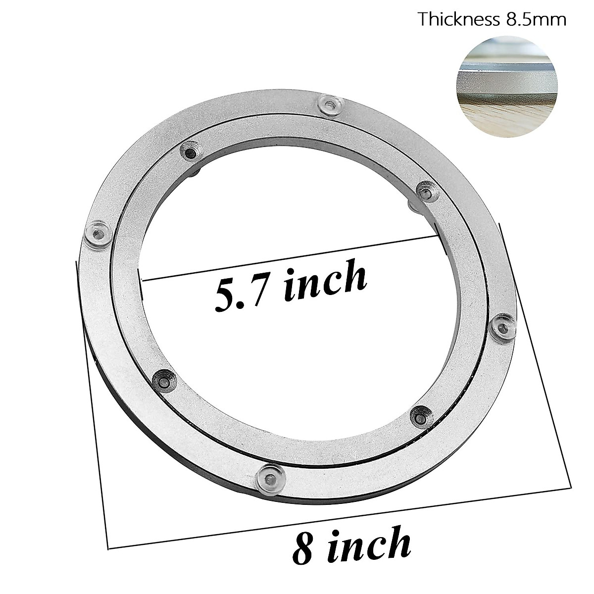 2 Pack Lazy Susan 8 inch Aluminum Turntable Ball Bearing, Heavy Duty Silent Turner Bearing Turntable Bearing Swivel Turntable Bearing 8 inch