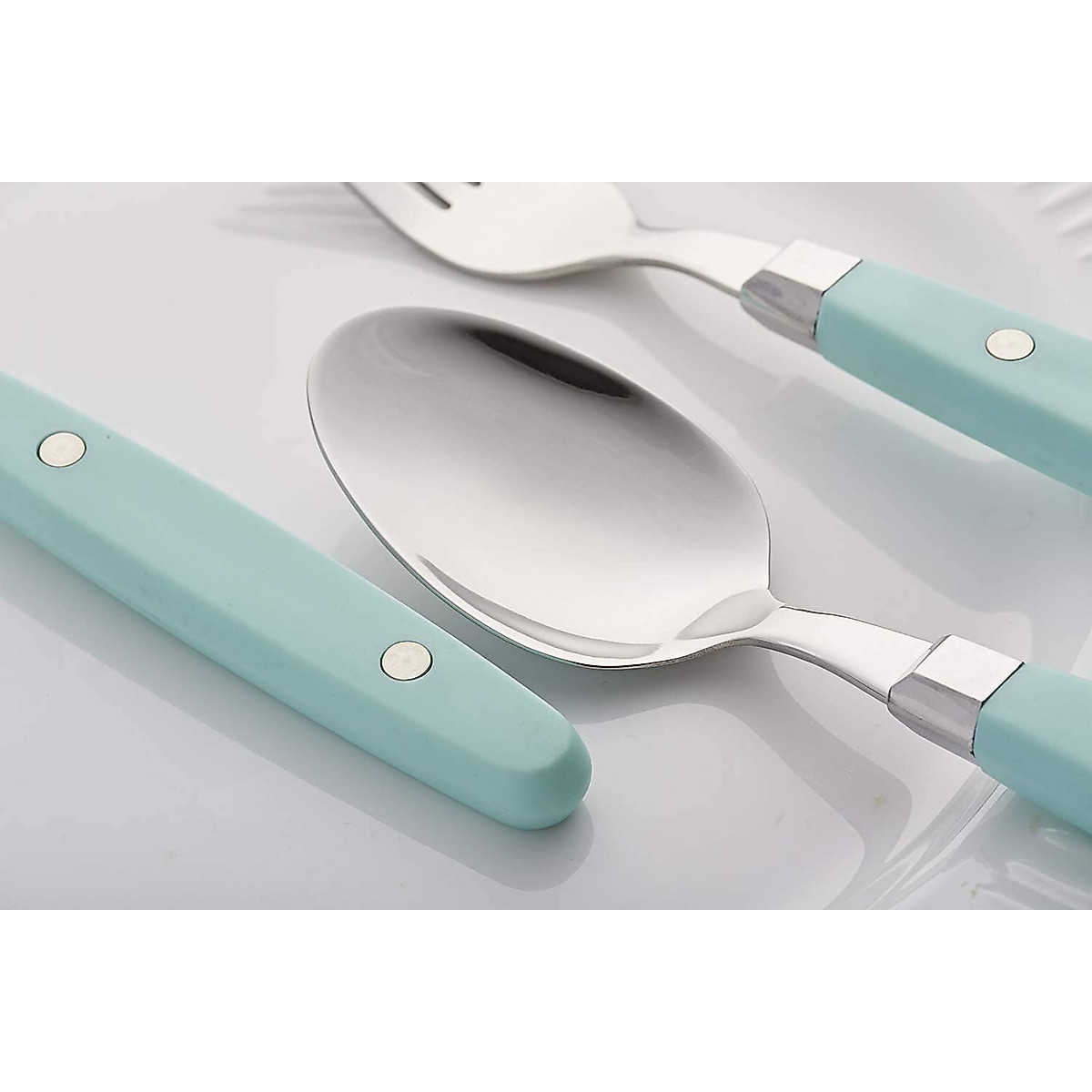 ANNOVA Silverware Set 20 Pieces Stainless Steel Cutlery Color Handle With Rivet/Retro Flatware - 4 x Dinner Knife; 4 x Dinner Fork; 4 x Salad fork; 4 x Dinner Spoon; 4 x Dessert Spoon (Red) Christmas