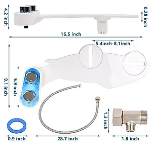 Tanguo Bidet Attachment for Toilet, Adjustable Pressure Control &Self-Cleaning Dual Nozzle (Feminine/Bidet Wash) Toilet Bidet, Cold Water Sprayer Bidets for Existing Toilets