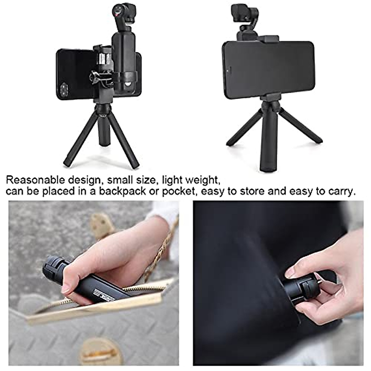 Mini Tripod Phone Tripod,Portable Table Tripod Cold Shoe Base Phone Clip Set Desk Tripod with 1/4'' Screw & Silicone Pad,for Phone Action Camera