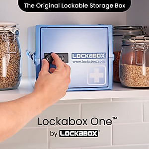 Lockabox One™ | Premium Medicine Lock Box | 10 Litre Medication Lock Box With Code For Medicines, Vitamins & Supplements | External Size 12 x 8 x 6.6 inches (Medi Blue)