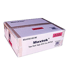Maxtek 7mm Slim Black Single CD/DVD Case, 100 Pieces Pack.