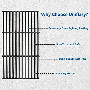 Uniflasy Cast Iron Crill Grate fit Chargriller 1733 Smokin' Champ Charcoal Grill Horizontal Smoker Grates,Cooking Grate Replacement Parts for Chargriller Set of 3