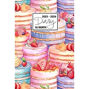 2023 - 2024: 18 Month Diary A5 Week to View on 2 Pages Weekly Journal Agenda WO2P Planner Jul 23 to Dec 24 Horizontal With Moon Phases, UK & US ... Layer Cakes Strawberry Delight Baking Pattern