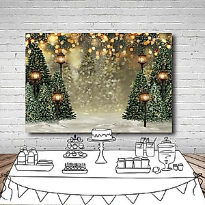MEHOFOND 8x6ft Winter Christmas Tree Snowflake Green Newborn Photography Background Snow Scene Glitter Bokeh Portrait Backdrops Xmas Birthday Baby Shower Party Photo Banner Props