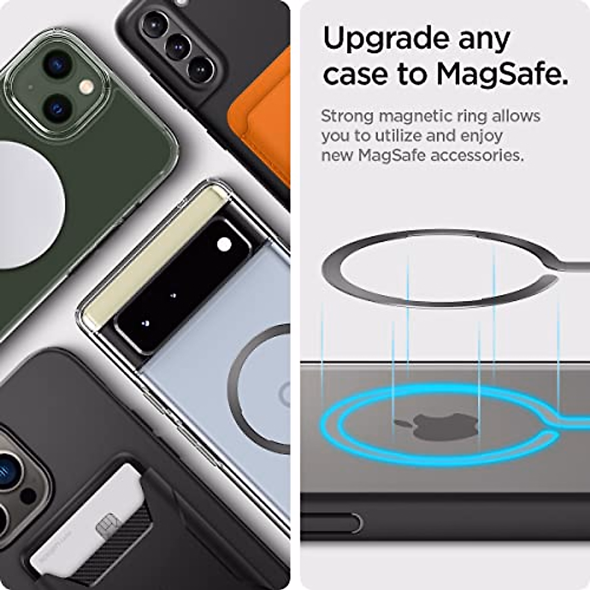 Spigen O-Mag Ring Magnetic Phone Holder Grip Designed for MagSafe Bundle with OneTap Ring Adapter for Mag Safe-Compatibility with EZ-Fit Kit