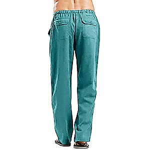 Limsea Clearence Sale! Men's Drawstring Casual Summer Beach Loose Trousers Linen Pants with Elastic Waistband