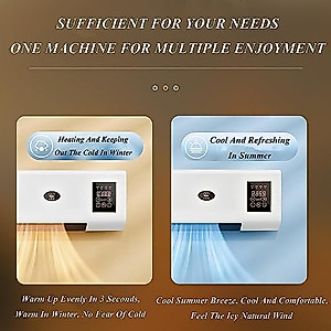 Small Air Conditioner, Wall Mounted Conditioner Mini, Cooling And Heating Conditioner With Remote Control Conditioning Hot Fan,2000W Portable Wall Mounted Ac & Heater Combo For Bedroom Office