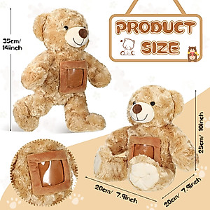 Leyndo Bear with Voice Recording Remembrance Stuffed Animal with Picture Recordable Messages Memorial Toy for Baby Shower Birthday Gift, Recording Gifts(Brown, 12 Inch)