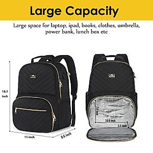 MATEIN Backpack Purse for Women, 15.6 Inch Convertible Leather Laptop Backpack with USB Charging Port, Lunch Backpack for Women, Water Resistant Insulated Cooler Laptop Backpack for Work Pincic