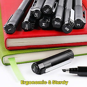 Dyvicl Hand Lettering Pens, Calligraphy Brush Pens Art Markers for Beginners Writing, Sketching, Art Drawing, Illustration, Scrapbooking, Journaling, Black Ink Pen Set, 8 Sizes