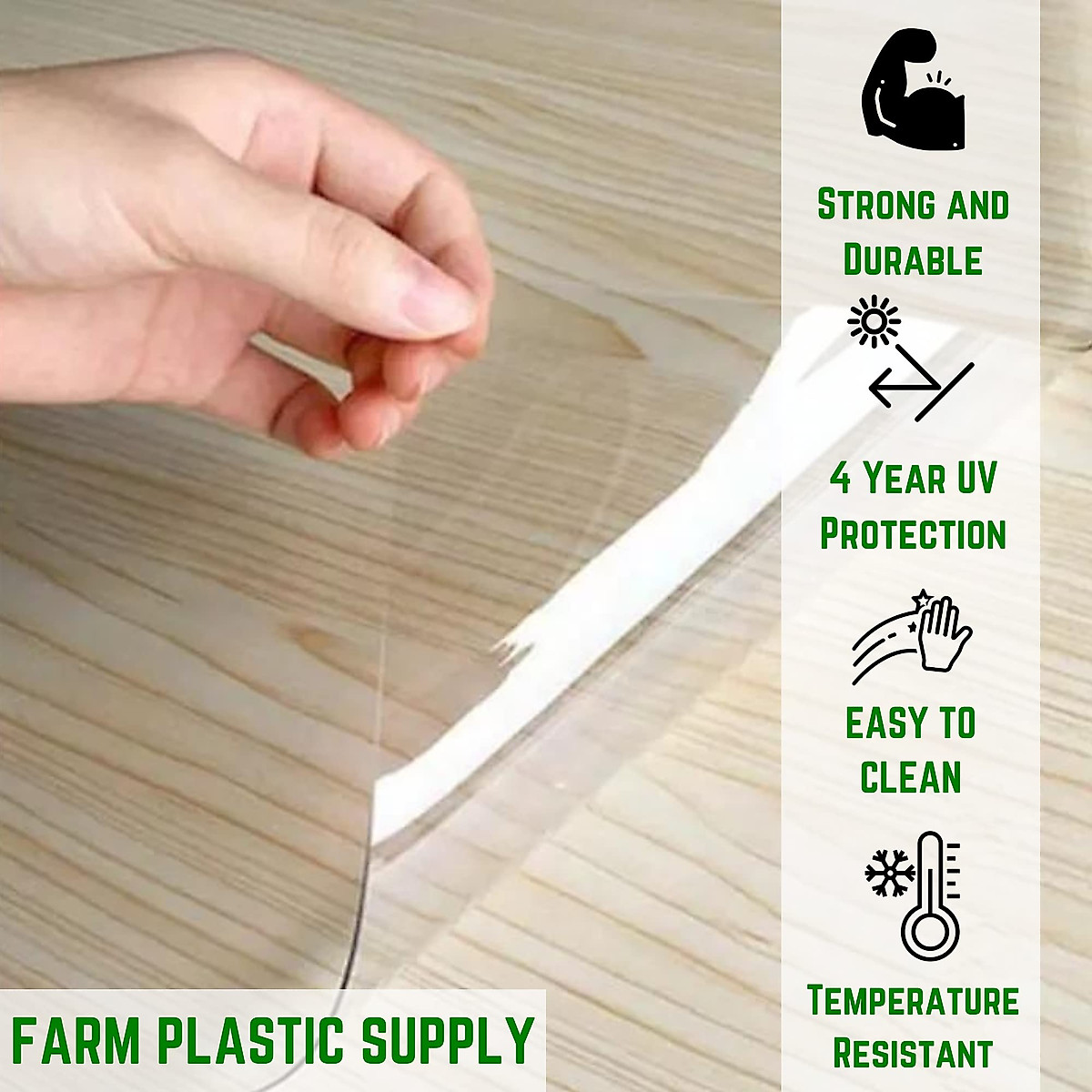 Farm Plastic Supply - Clear Vinyl Sheeting - 15 Mil - (4'6" x 3.5') - Vinyl Plastic Sheeting, Clear Vinyl Sheet for Storm Windows, Covering, Protection, Tablecloth Protector