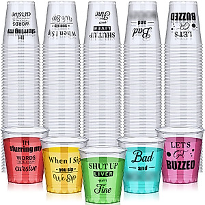 300 Pcs 2 oz Clear Disposable Plastic Cup Bulk Fun Mini Cups Transparent Small Tasting Cups for Adult Party Supplies Birthday Wedding