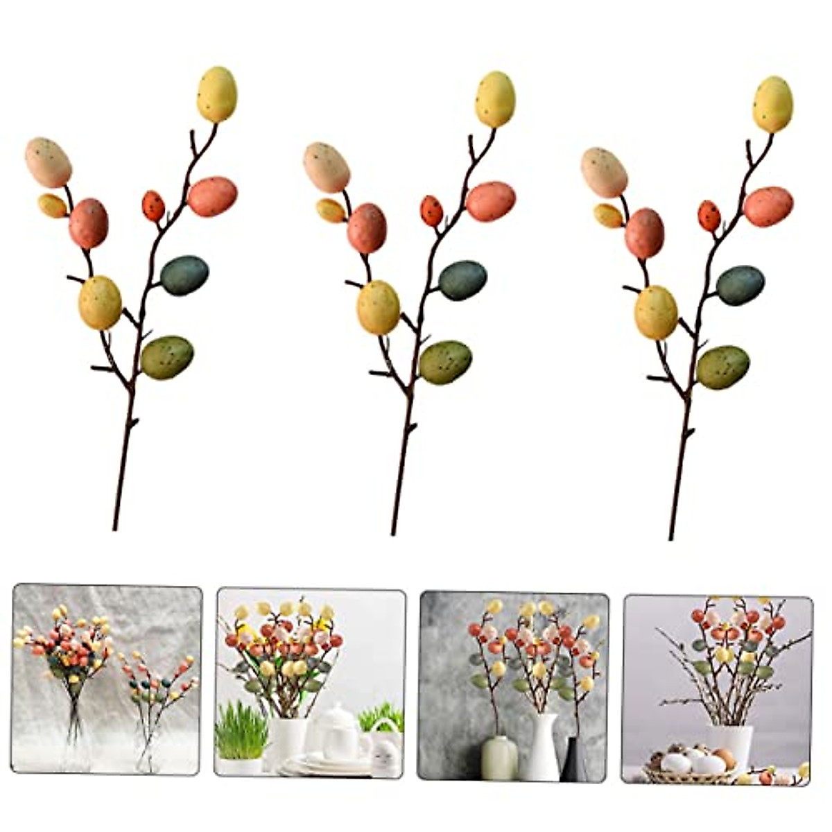 Garneck 5 Egg Decoration Easter Egg Tree Branches Flower Pick Easter Egg Flower Picks Cake Decor Easter Wreath Decoration DIY Easter DIY Crafts Egg Mini Plant pots spot Foam Party Supplies
