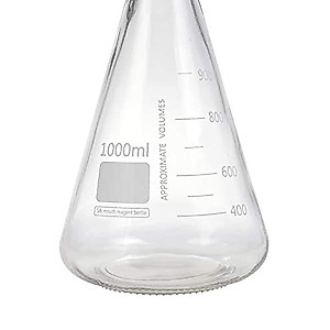 3 Pack Moonetto 1000ml Narrow Mouth Graduated Lab Erlenmeyer Glass Flask with Blue Screw Cap