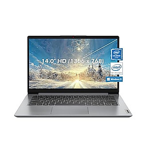 Lenovo - Ideapad 1 14.0" HD Laptop, Intel Celeron N4020 Processor, 4 GB RAM, 128GB Storage(64GB eMMC+64GB Card), Intel UHD Graphics, Bluetooth, Wi-Fi 6, Webcam, Windows 11, Cloud Grey, W/GaLiMu