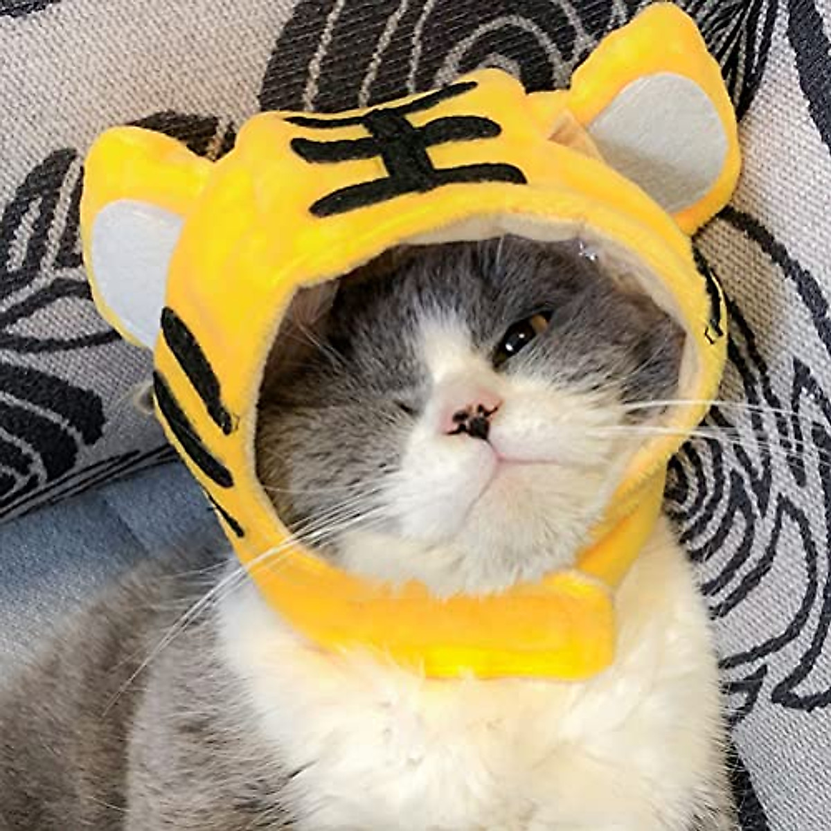 Generic 2pcs Dog Pet Costumes Hat Novelty Puppy Hat Chinese New Year Pet Tiger Hat for Xmas Birthday Chinese Spring Festival Party Dress up, Yellow, 15X12CM, 042C36QH14B91