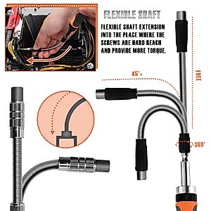 BTEC Ratcheting Screwdriver Set 68 in 1 Socket Set & Magnetic Screwdriver Bit Set with Rotatable Ratchet Handles,extensions bar and Storage Case for Computer/Bike/Car/Electronics Maintenance