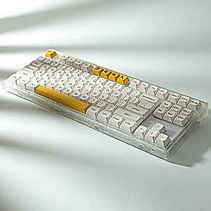 BowJian Custom Keycaps 140 Keys Set XDA Profile PBT Dye Sublimation ANSI Layout Keycaps Set for Holy Panda Gateron Kailh Cherry MX Switches Mechanical Gaming Keyboards (Milk & Bee)