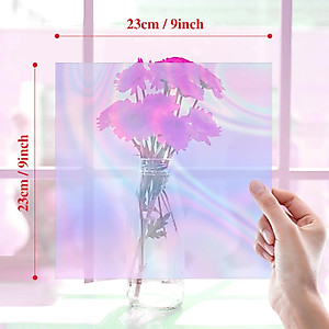 Prudiut 150 Pieces Cellophane Sheets Iridescent Cellophane Wrap Easter Cellophane Gift Wrap for Iridescent Film Crafts Decoration Holographic Candy Wraps (9 x 9 Inch)